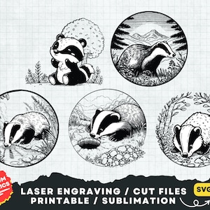 30 Badger Svg Bundle, Cute Badger Svg, Badger Png Clipart, Badger Laser ...