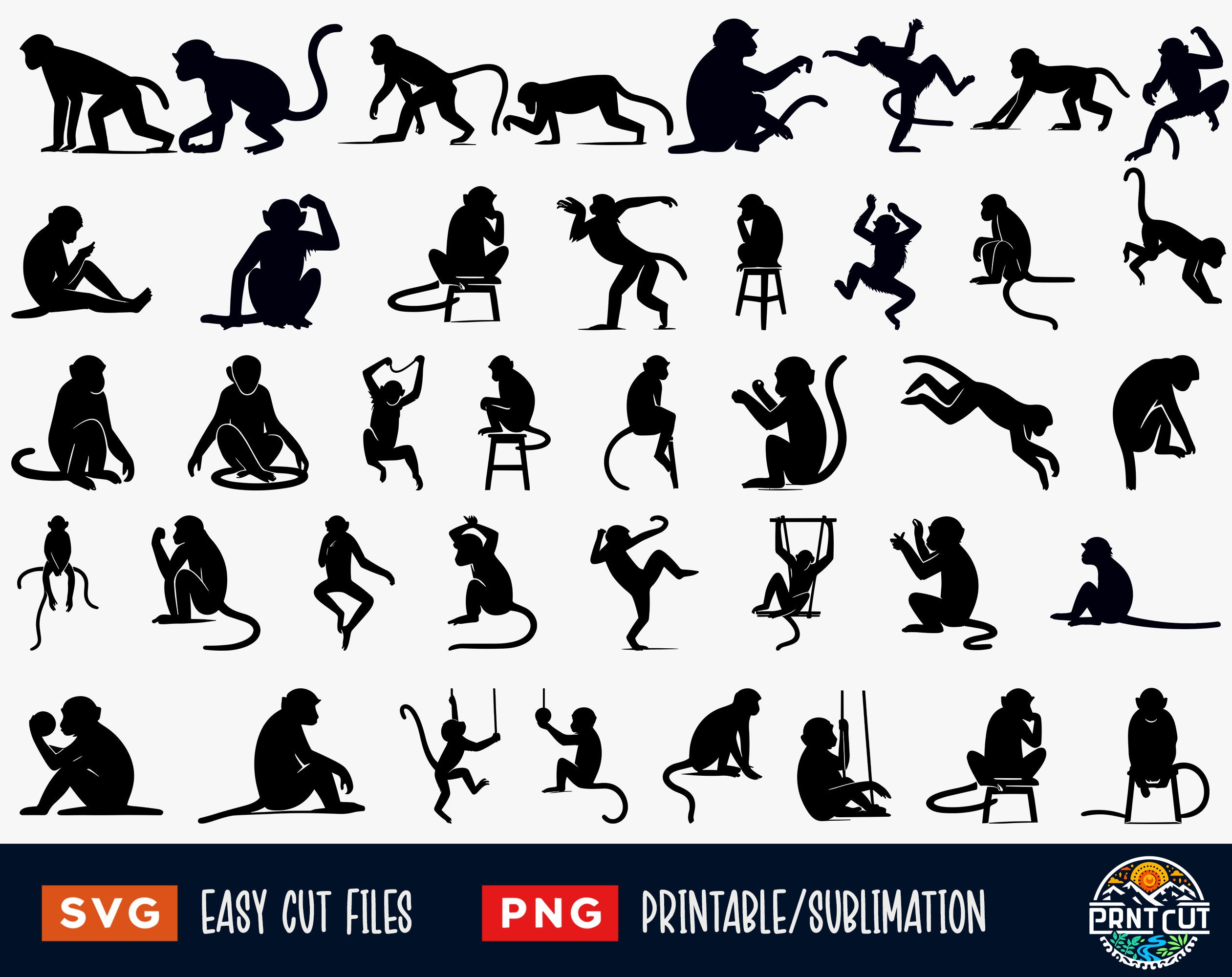 40 Monkey SVG Bundle, Monkey Svg, Monkey Png, Monkeys Svg, Monkey Cut ...
