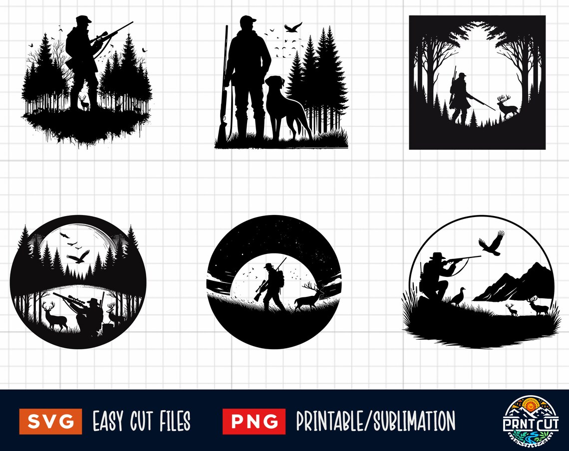 30 Hunter Scene SVG, Hunting Svg, Hunting Clipart, Hunting Laser Cut ...
