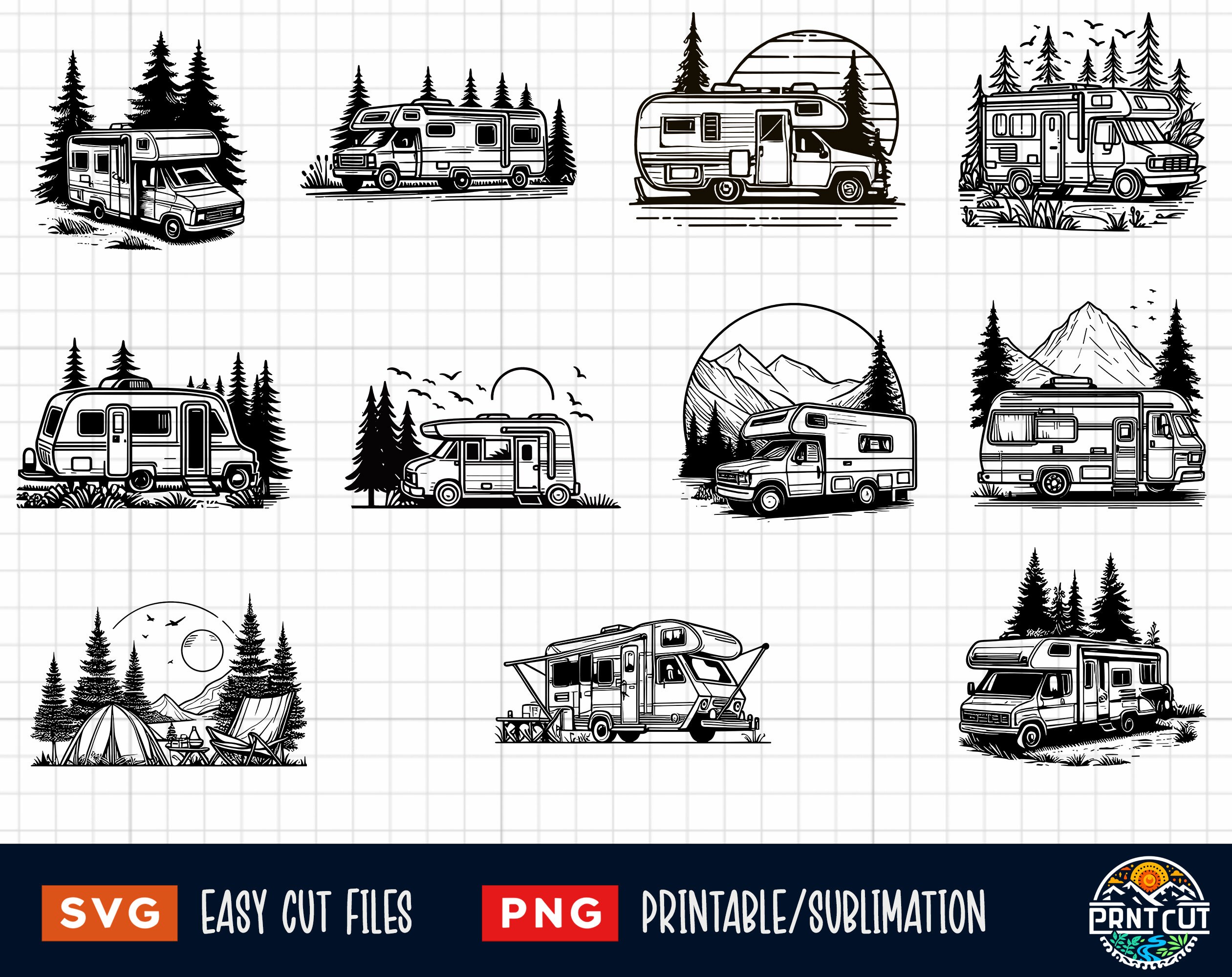 25 Camping SVG Bundle, Camping Svg, Camper Caravan SVG, Camping Png ...