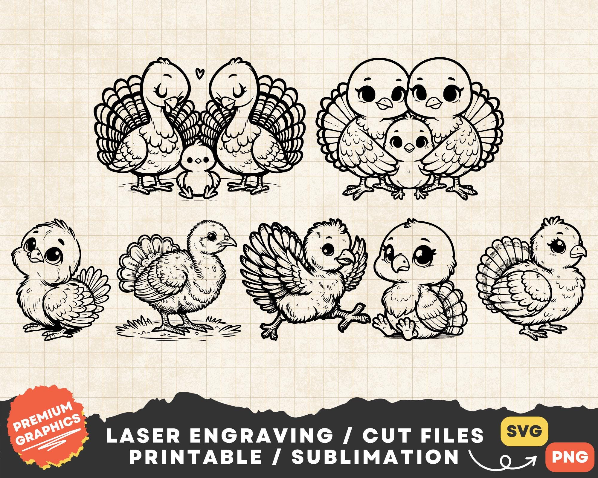30 Turkey SVG Bundle, Turkey Head Svg, Clipart Turkey Print Png, Turkey ...