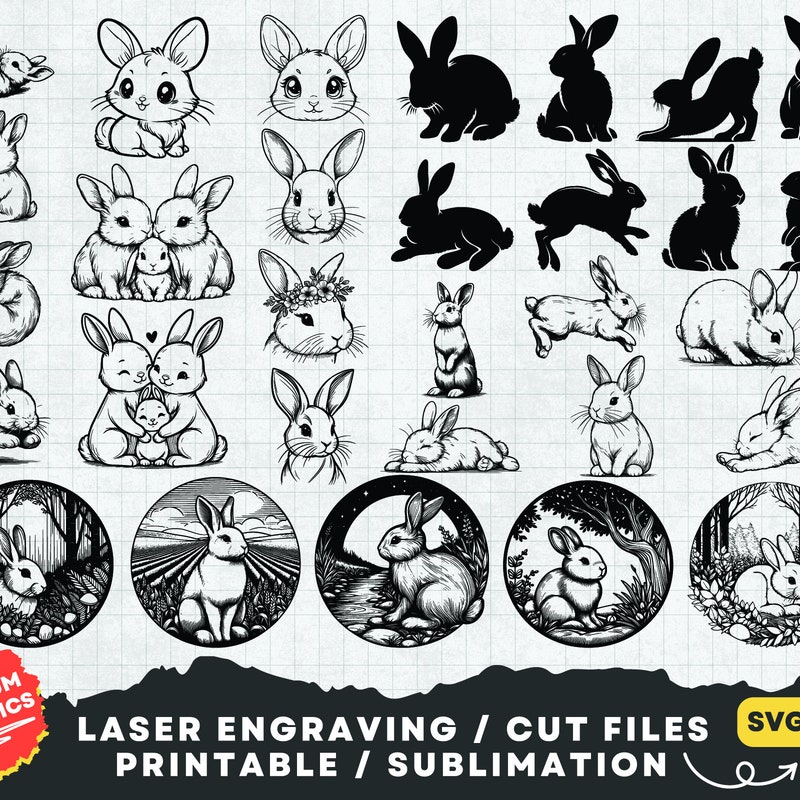 Rabbit Svg - Etsy