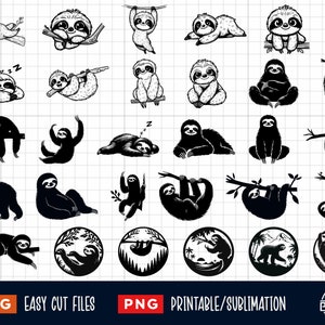 Sloth Bundle, Sloth Svg, Sloth Png, Sloths Svg Png, Sloth Cut File ...