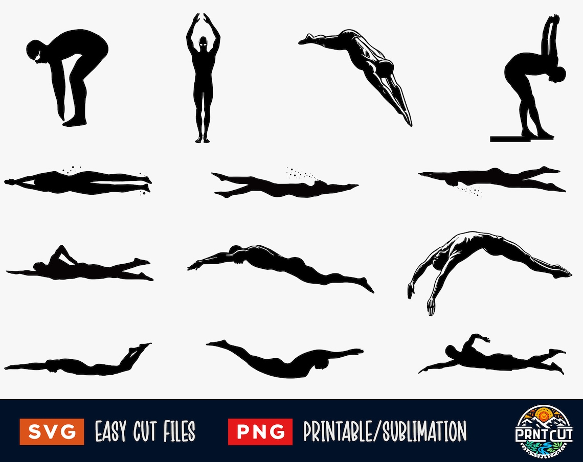 30 Swimmer SVG, Swimming Svg Png, Swimmer Png, Diving Svg Png, Diver ...