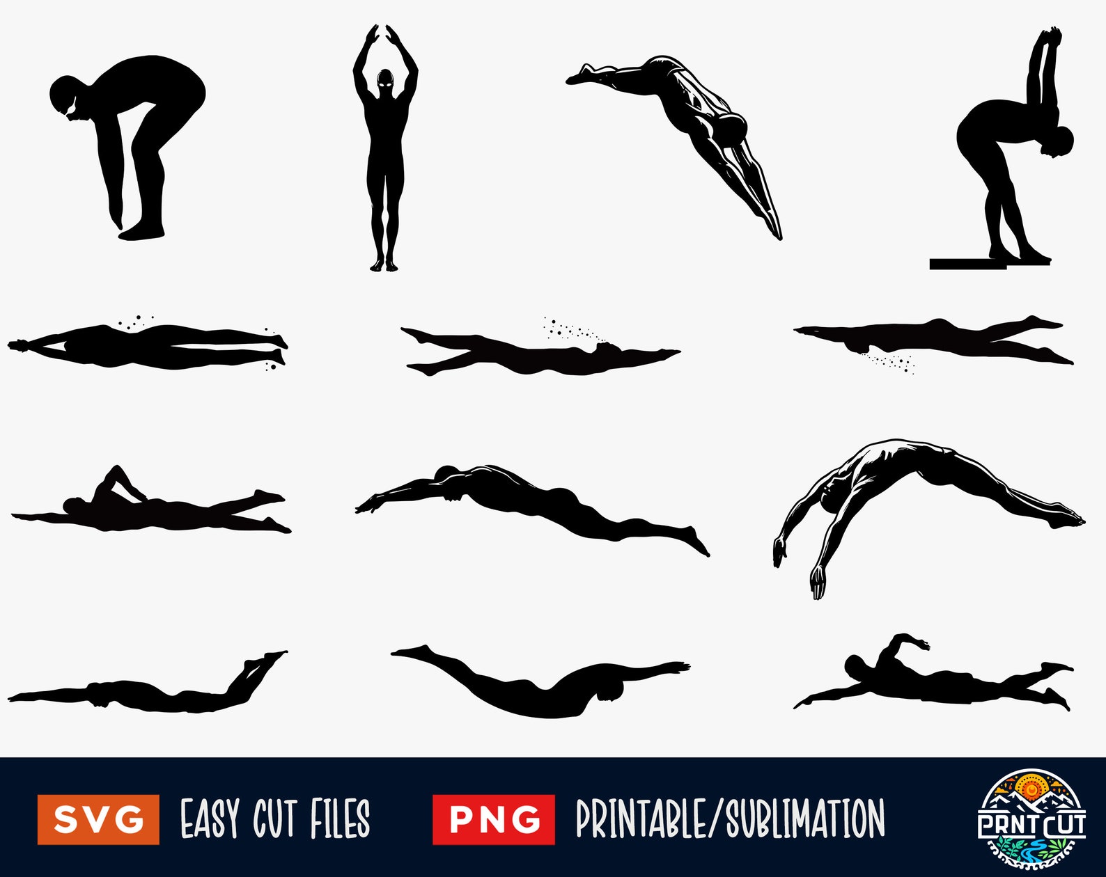 30 Swimmer SVG, Swimming Svg Png, Swimmer Png, Diving Svg Png, Diver ...