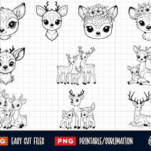 30 Baby Deer Svg Png Bundle, Deer Svg, Cute Deer Anime, Deer Family Svg ...