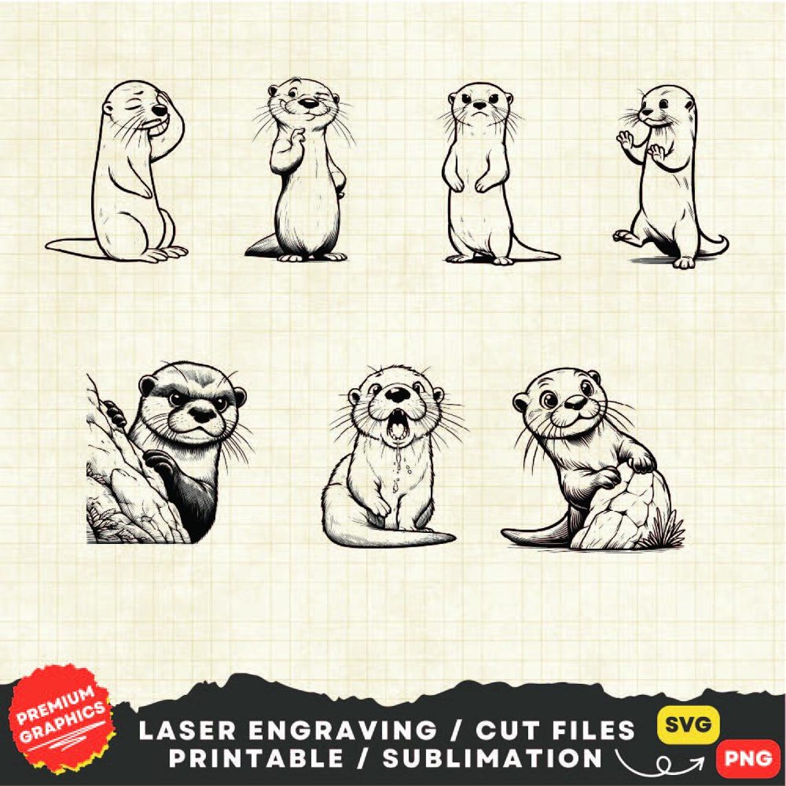 Funny Otter SVG, Quirky Otter Svg, Otter Svg, Cute Otter Clipart Png ...