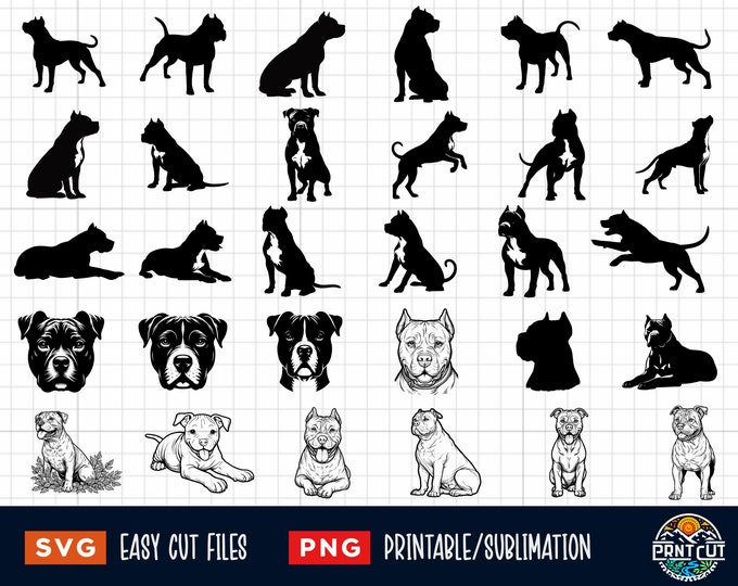 Pitbull Dog SVG, DXF, Pitbull Svg, Pitbull Decal Svg, Dog Svg, Pitbull ...