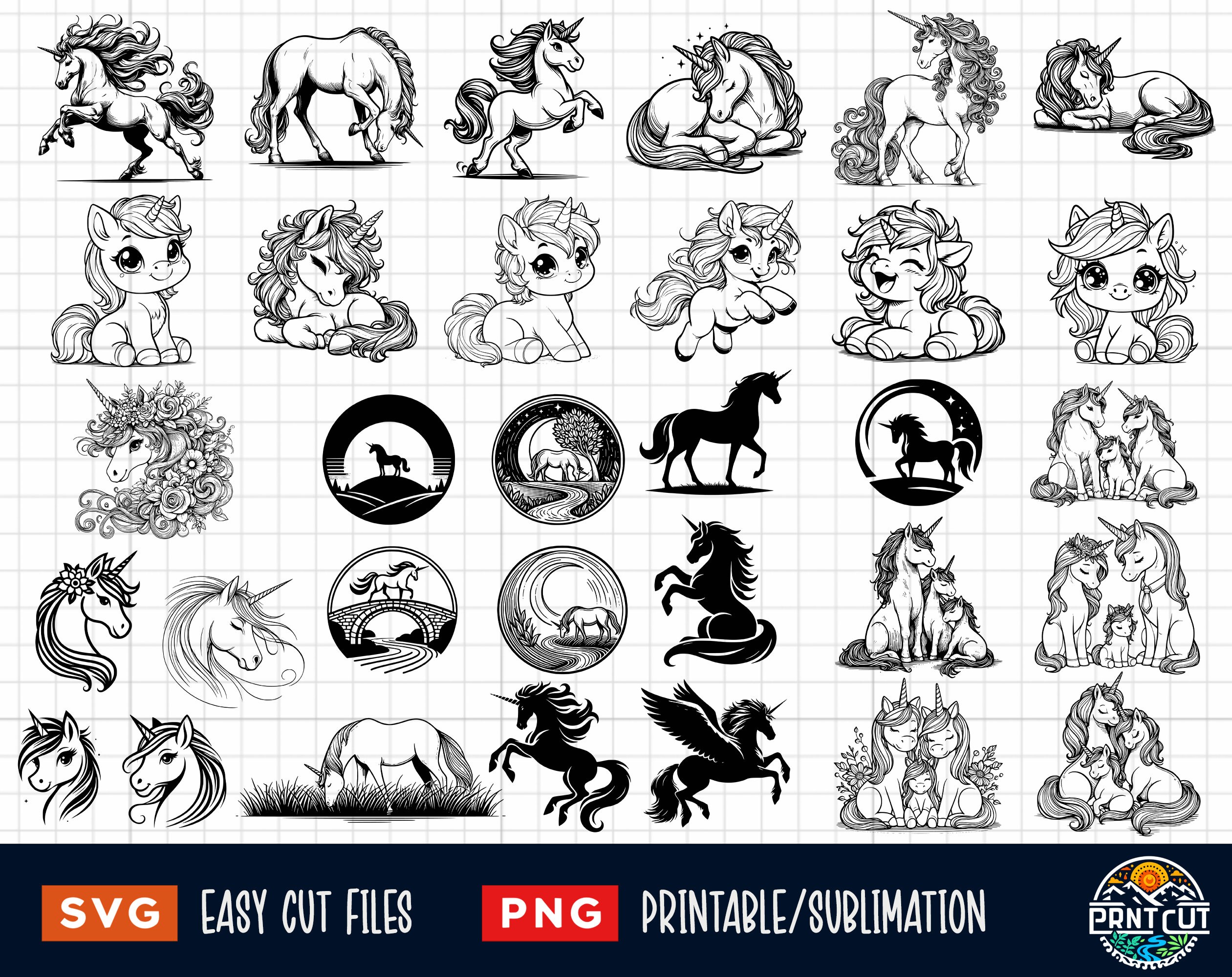 32 Unicorn SVG Bundle, Unicorn Svg Png, Baby Unicorn Svg, Unicorn Cut ...