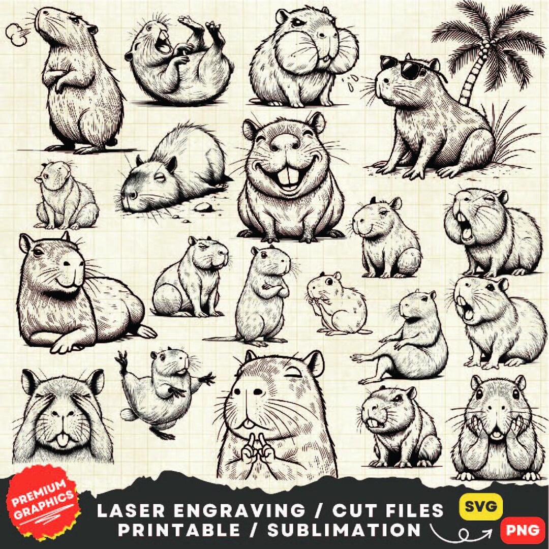 Funny Capybara SVG, Capybara Svg, Capybara Png, Capybara Clipart, Cute ...
