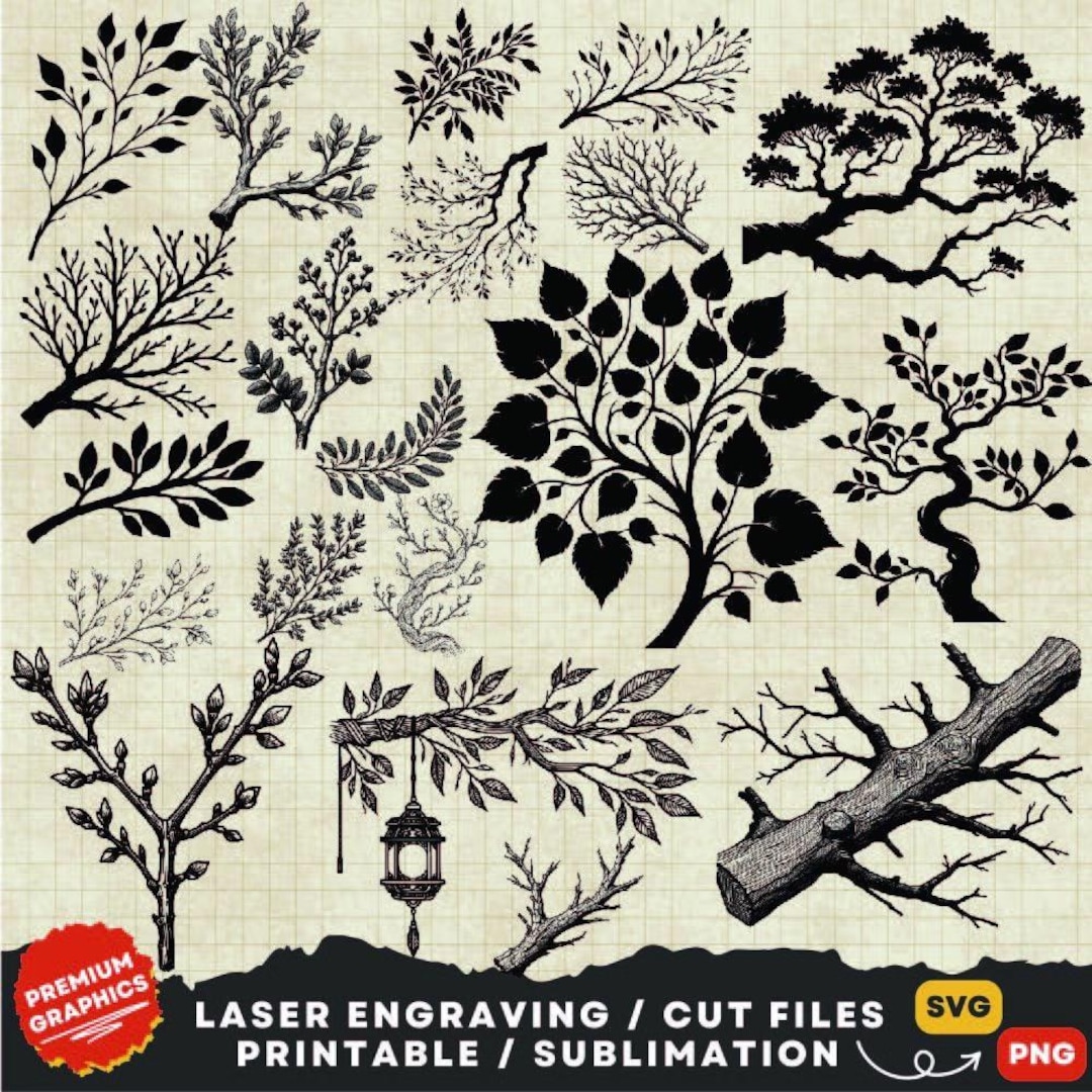 Tree Branch SVG Bundle, Branch Svg, Tree Branch Laser Cut File, Tree ...