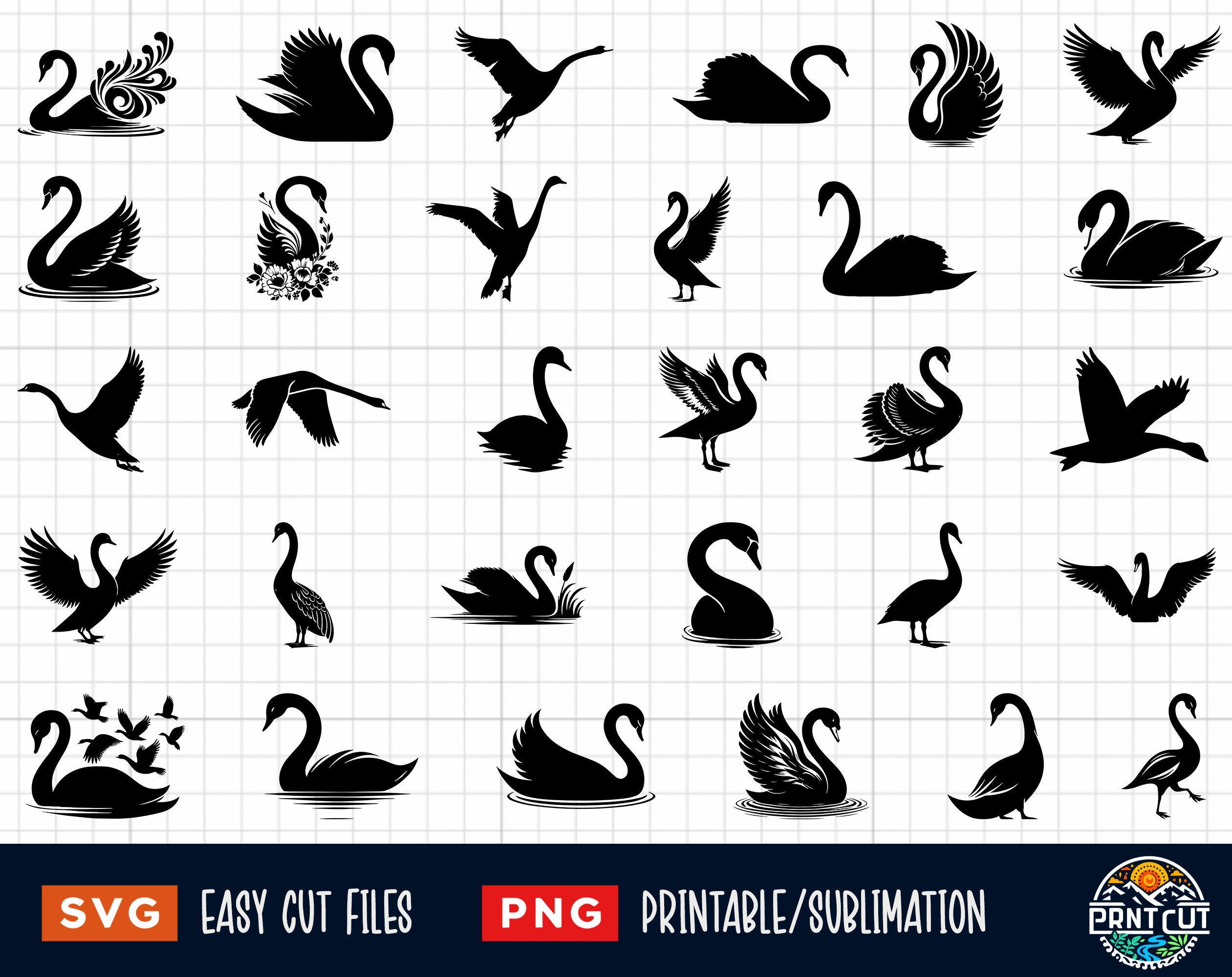 30 Swan SVG Bundle, Swan Svg, Swan Png, Swans Svg Png, Swan Cut File ...