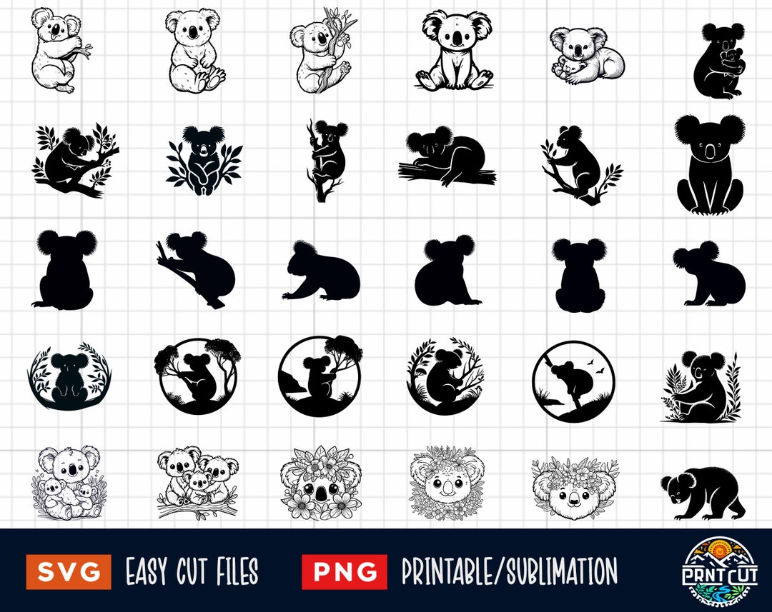30 süße Koala SVG Bundle, Koala SVG, Koala Png, Koala Bär SVG Png ...