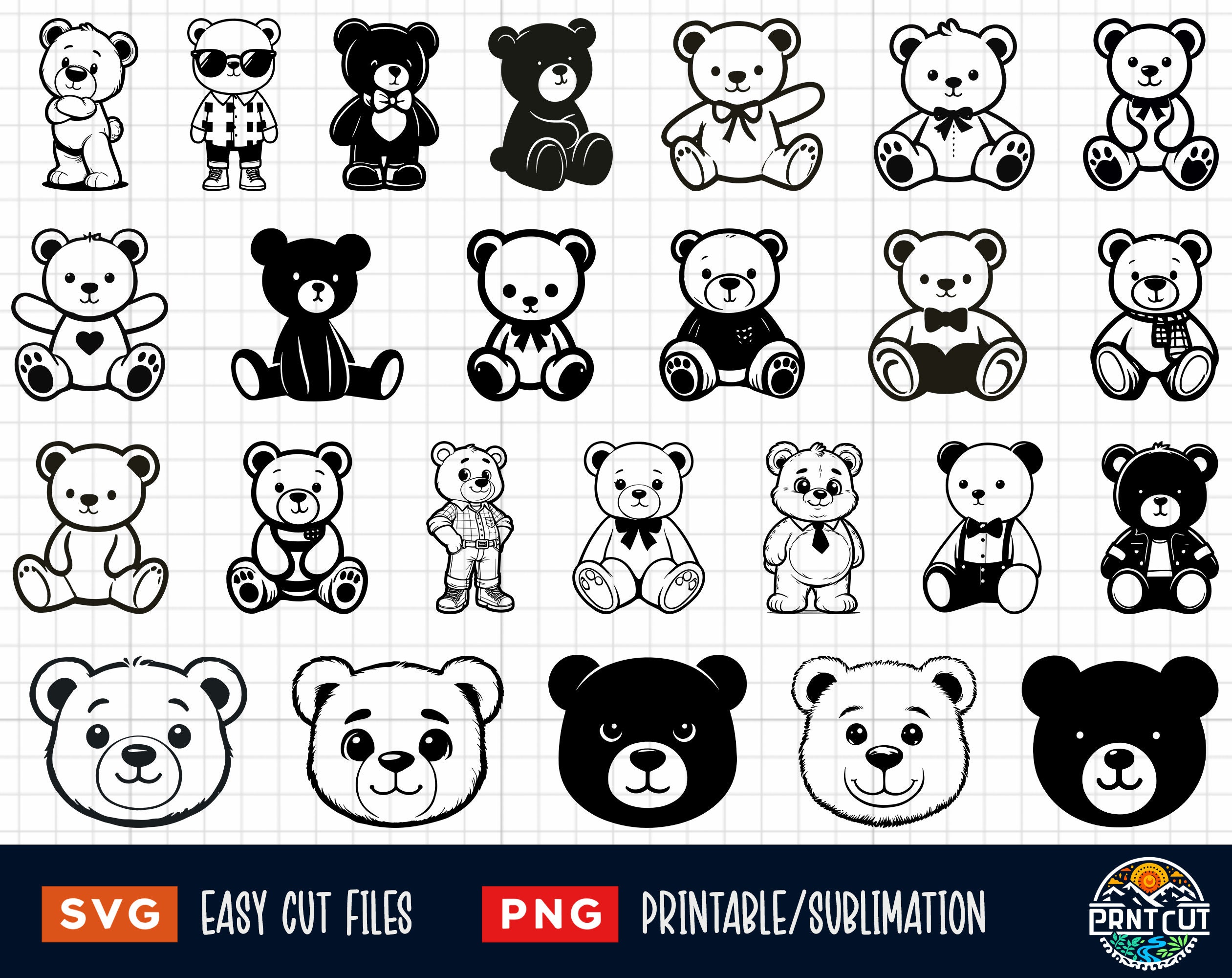 Teddy Bear Svg, Teddy Bear Png Clipart, Teddy Bear Head Cricut, Cute ...