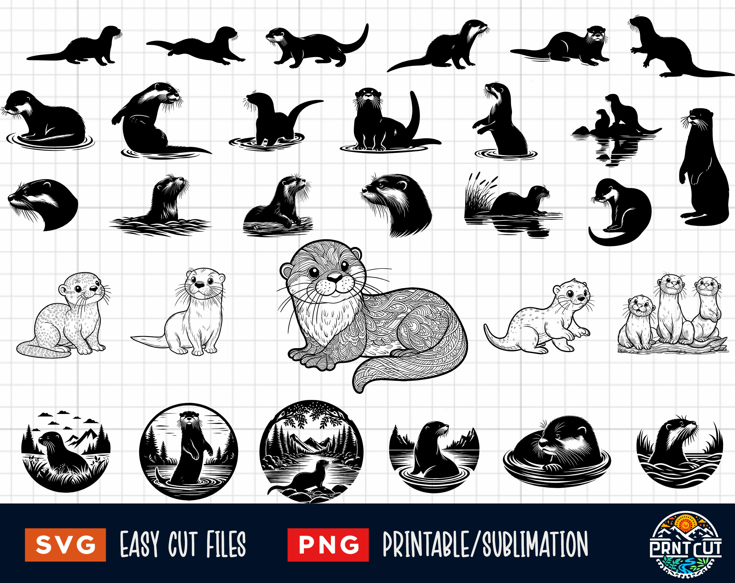 15 Otter Svg Png Bundle, Otter Svg, Otter Clipart Png, Otter Silhouette ...