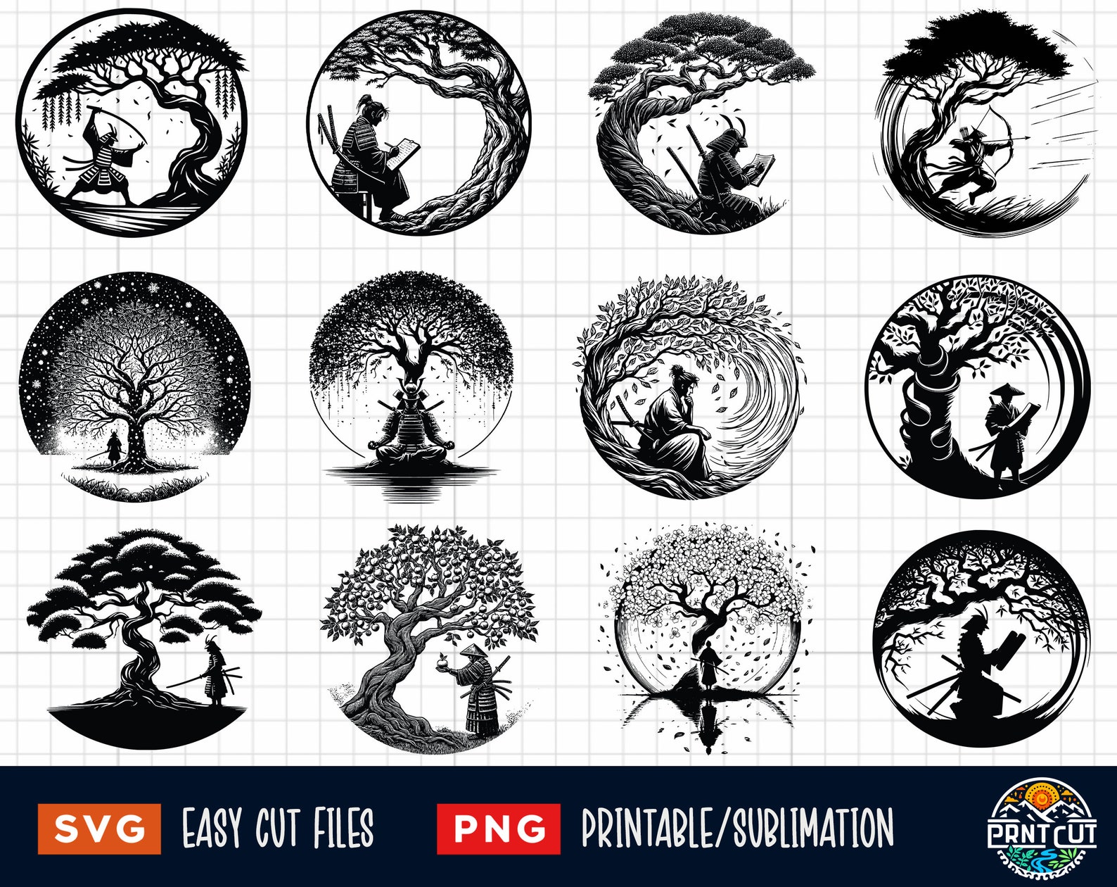 25 Samurai Tree of Life SVG PNG Bundle, Laser Cut Tree of Life Svg ...