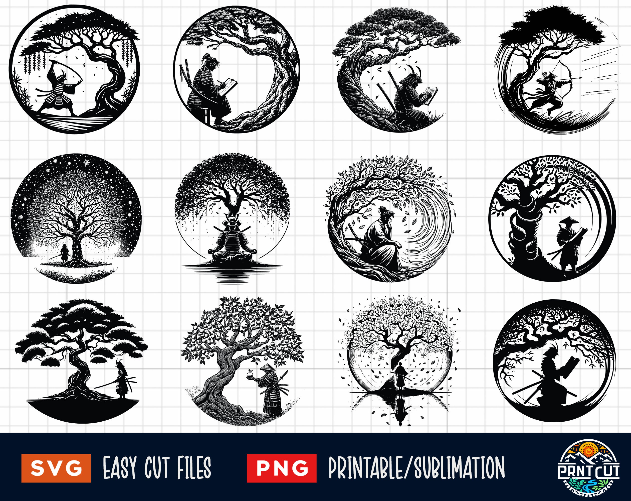 25 Samurai Tree of Life SVG PNG Bundle, Laser Cut Tree of Life Svg ...