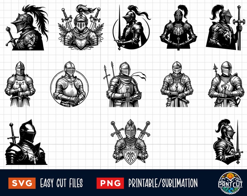 18 Knight Svg Bundle, Knight Svg, Medieval Knight Cut Files, Knight ...