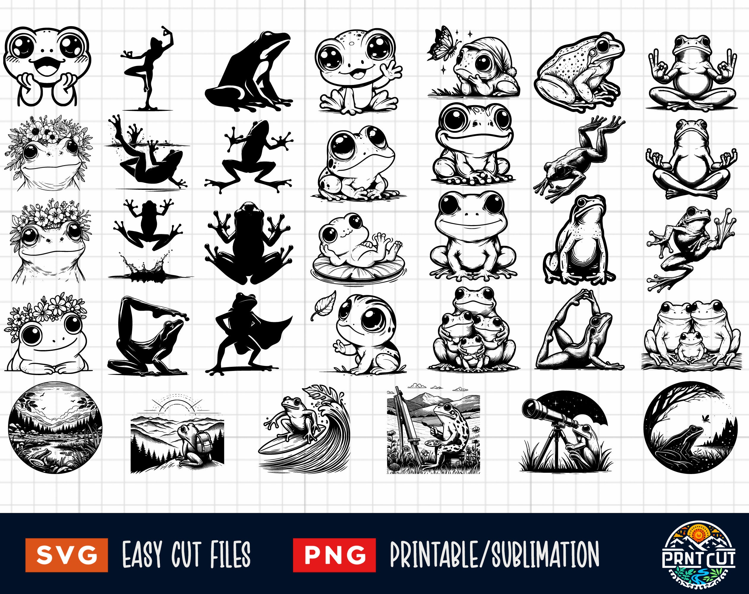 34 Cute Frog SVG PNG Bundle, Frog Svg, Toad Svg, Frog Outline, Frog ...
