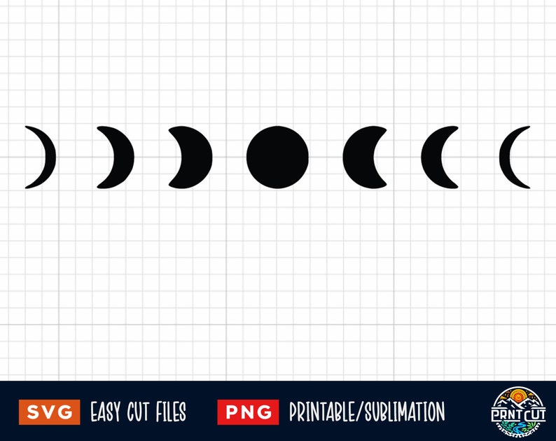 8 Moon Svg Bundle, Moon Phase SVG Png, Lunar Phases Svg, Moon Phase ...