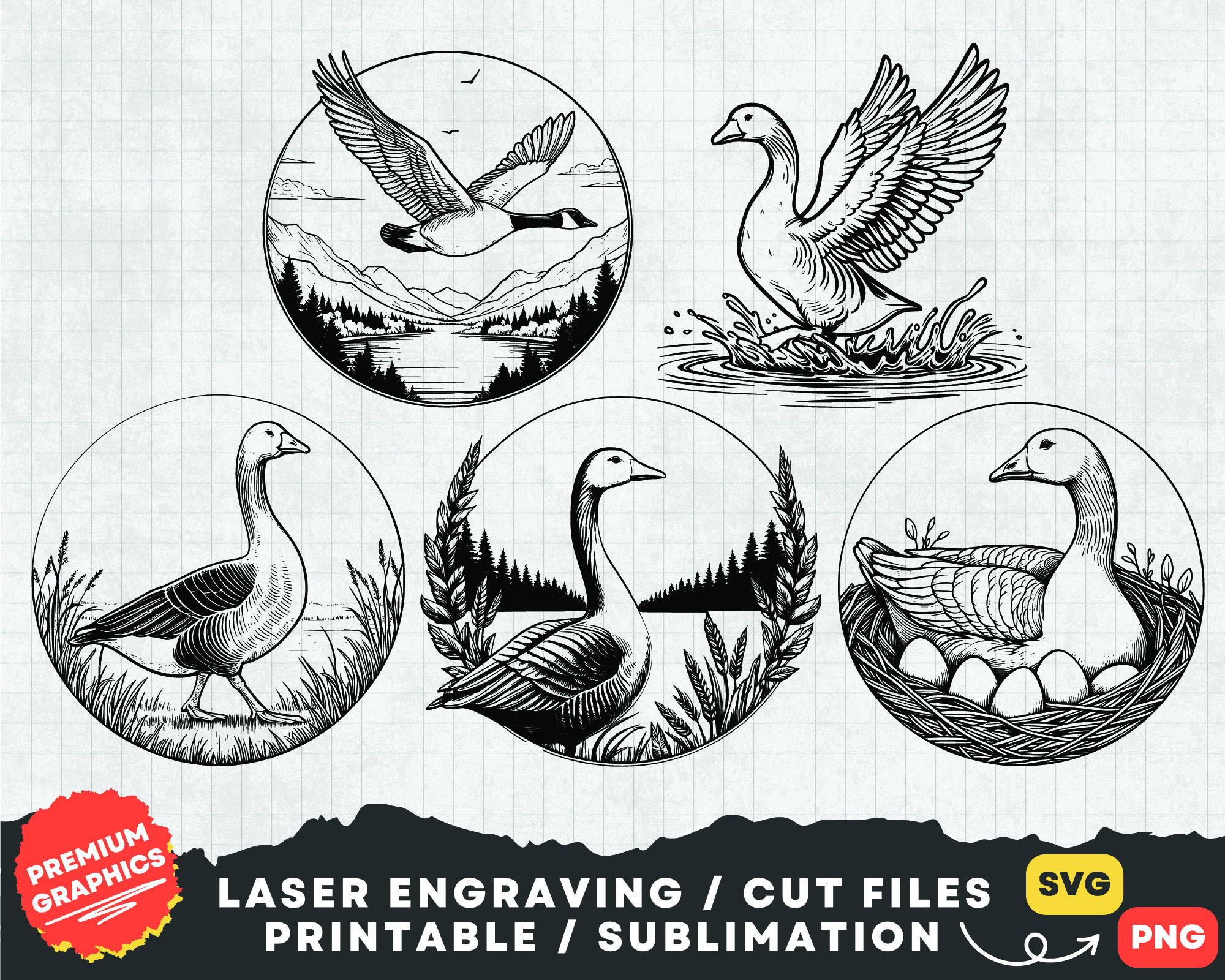 Goose Svg Bundle, Goose Svg, Gosling Svg, Goose Clipart Png, Goose Head ...