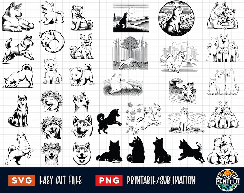 35 Shiba Inu Svg Png Bundle, Shiba Inu Svg, Baby Shiba Inu Family Svg ...