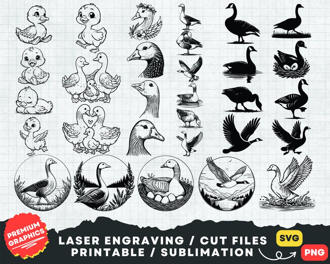Goose Svg Bundle, Goose Svg, Gosling Svg, Goose Clipart Png, Goose Head ...
