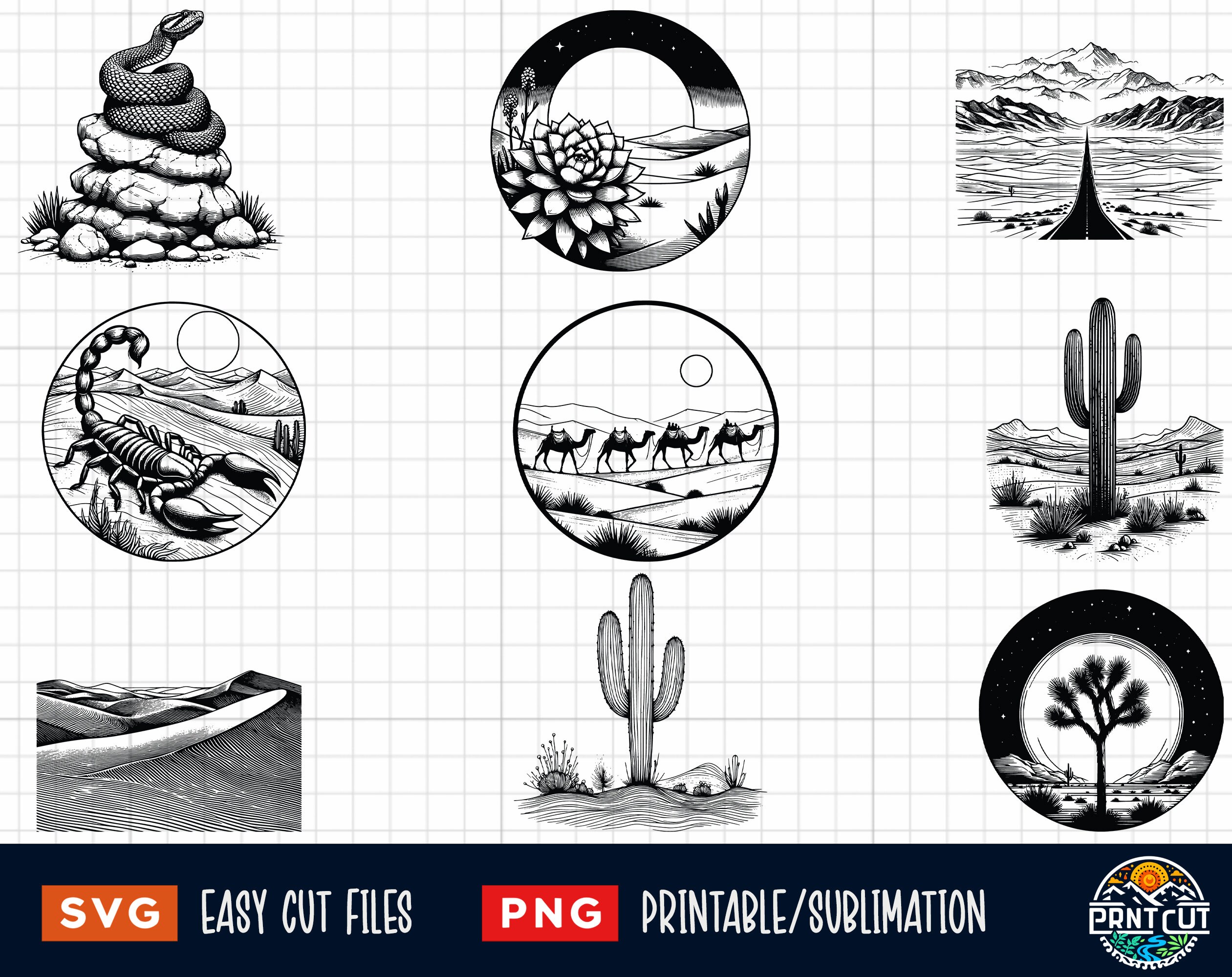 25 Desert Scene SVG Bundle, Desert Svg, Desert Landscape Clipart ...