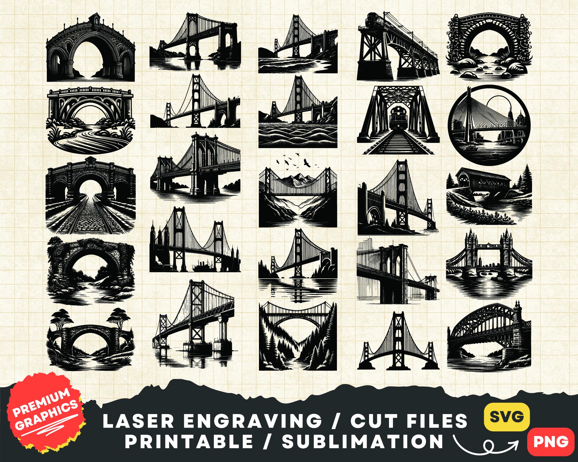 25 Bridges SVG Bundle, Bridge Svg, Long Bridge Svg, Bridge Clipart ...