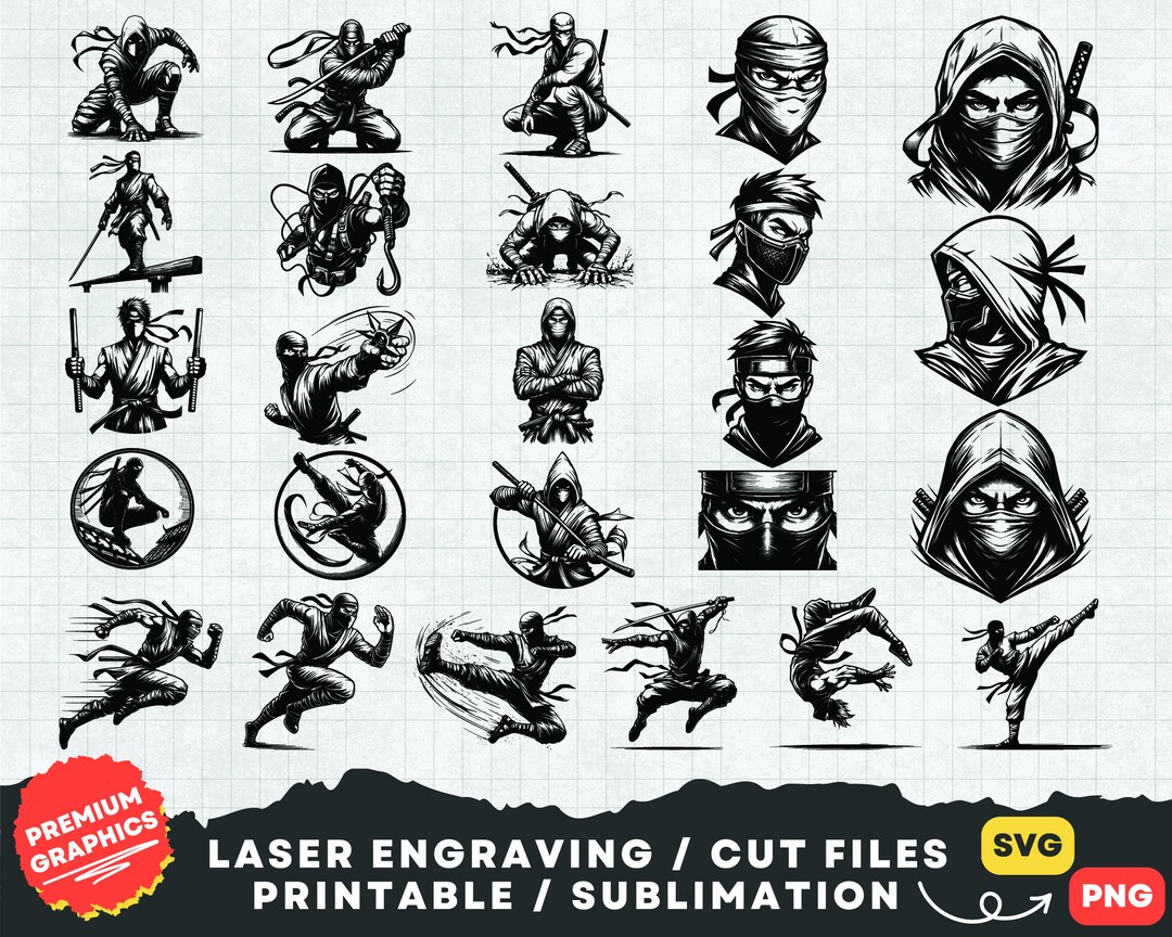 Ninja Svg Bundle, Ninja Svg, Ninja Png, Ninja Clipart, Ninja Laser Cut ...