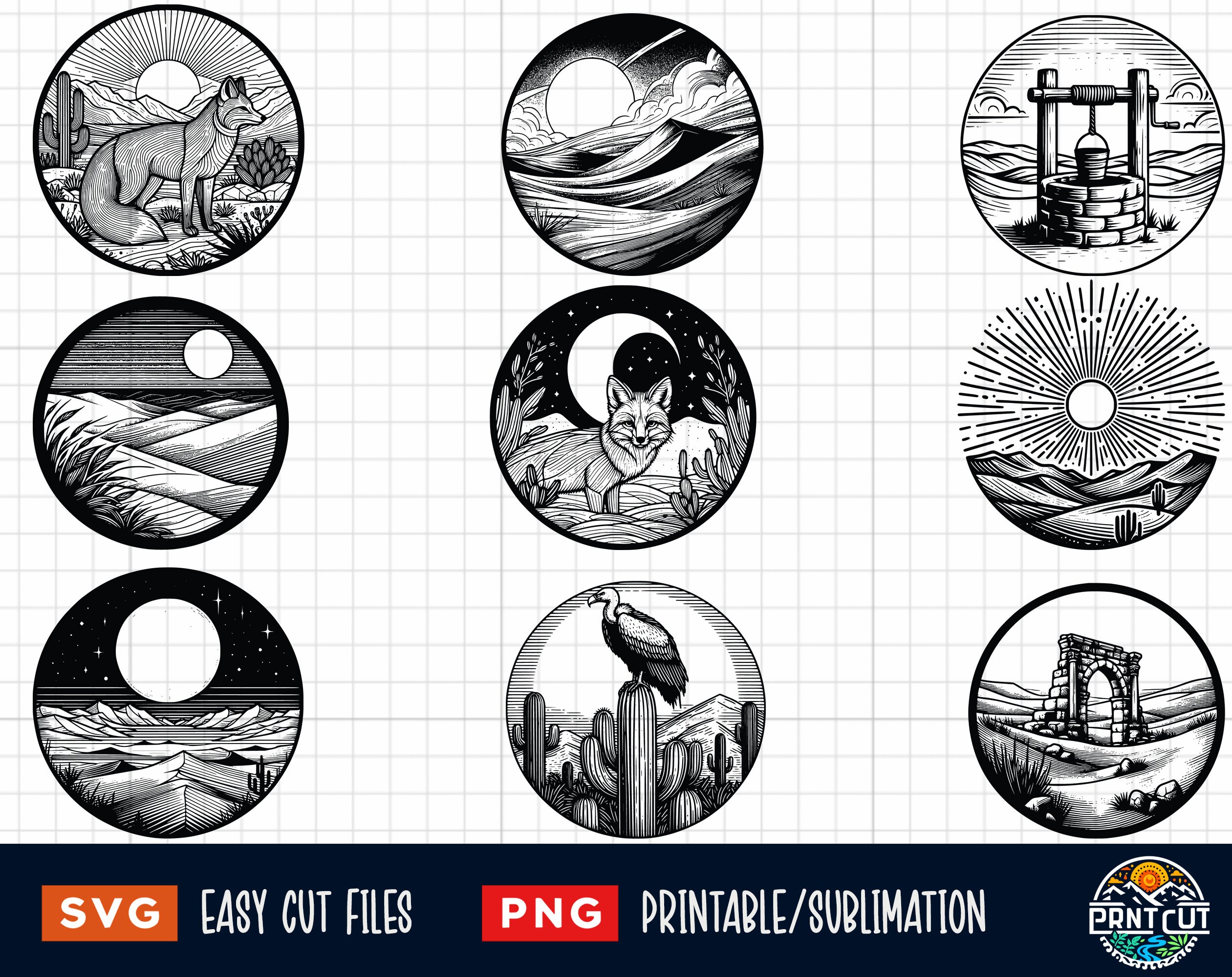 25 Desert Scene SVG Bundle, Desert Svg, Desert Landscape Clipart ...