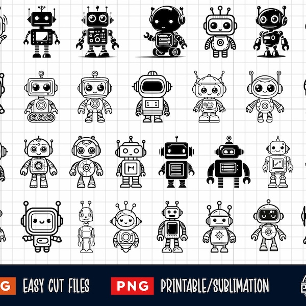 Robot Svg - Etsy