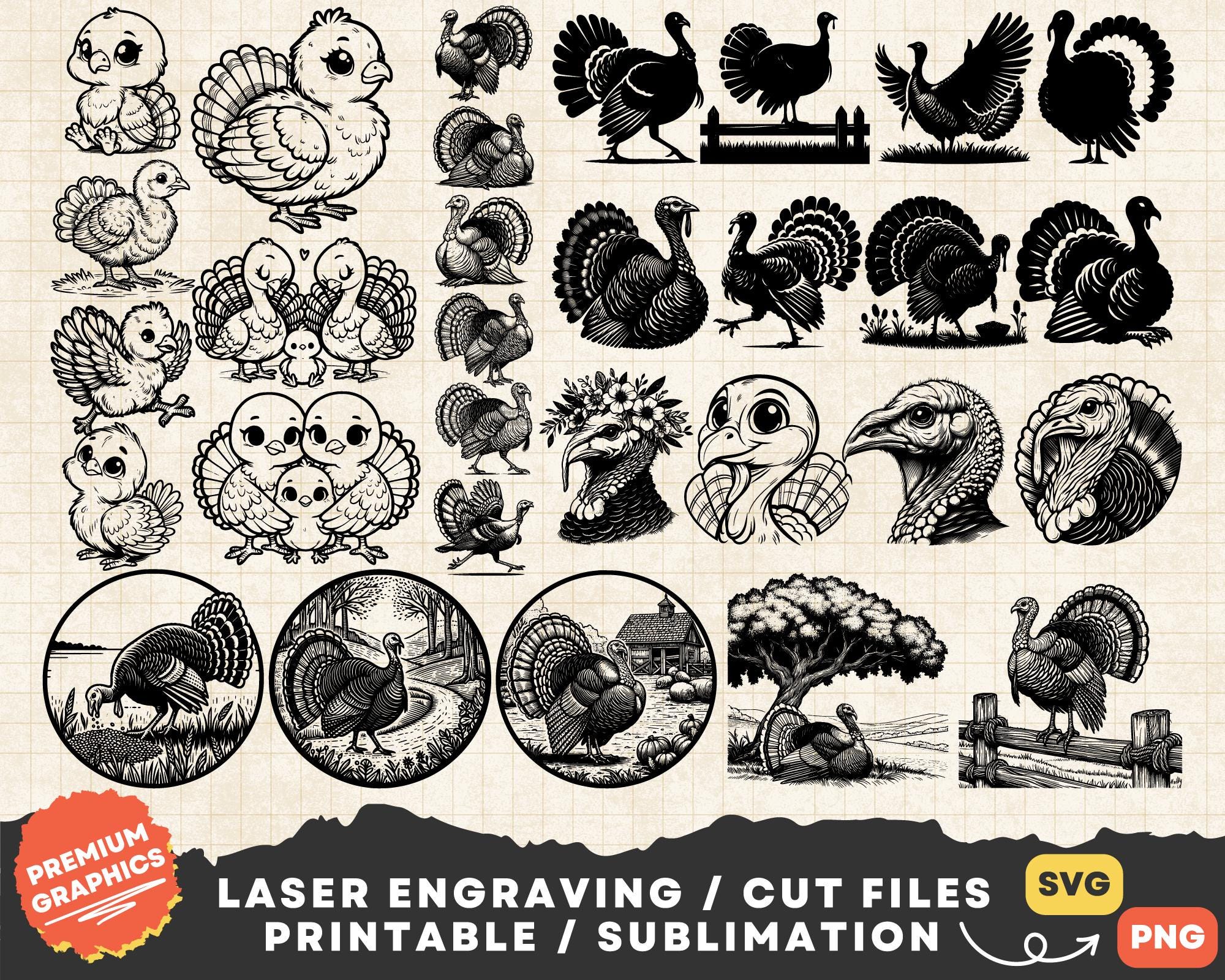 Small Turkey Heads Template