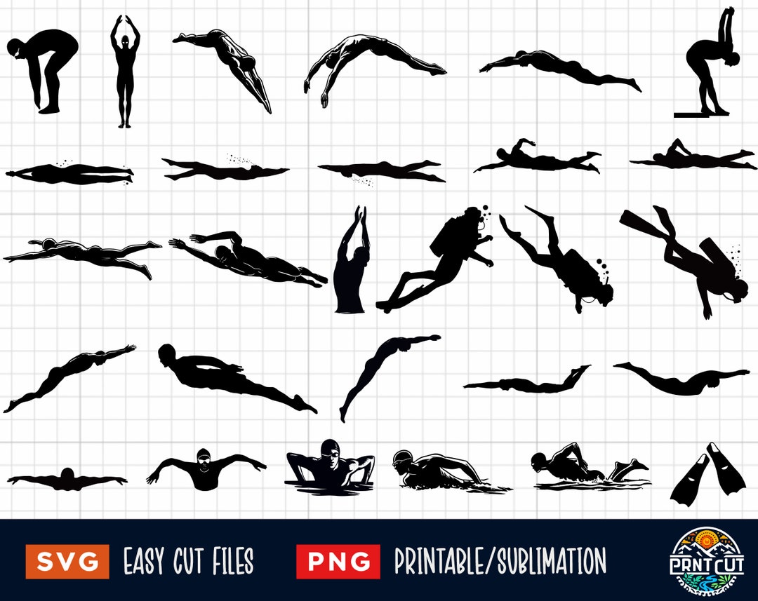 30 Swimmer SVG, Swimming Svg Png, Swimmer Png, Diving Svg Png, Diver ...