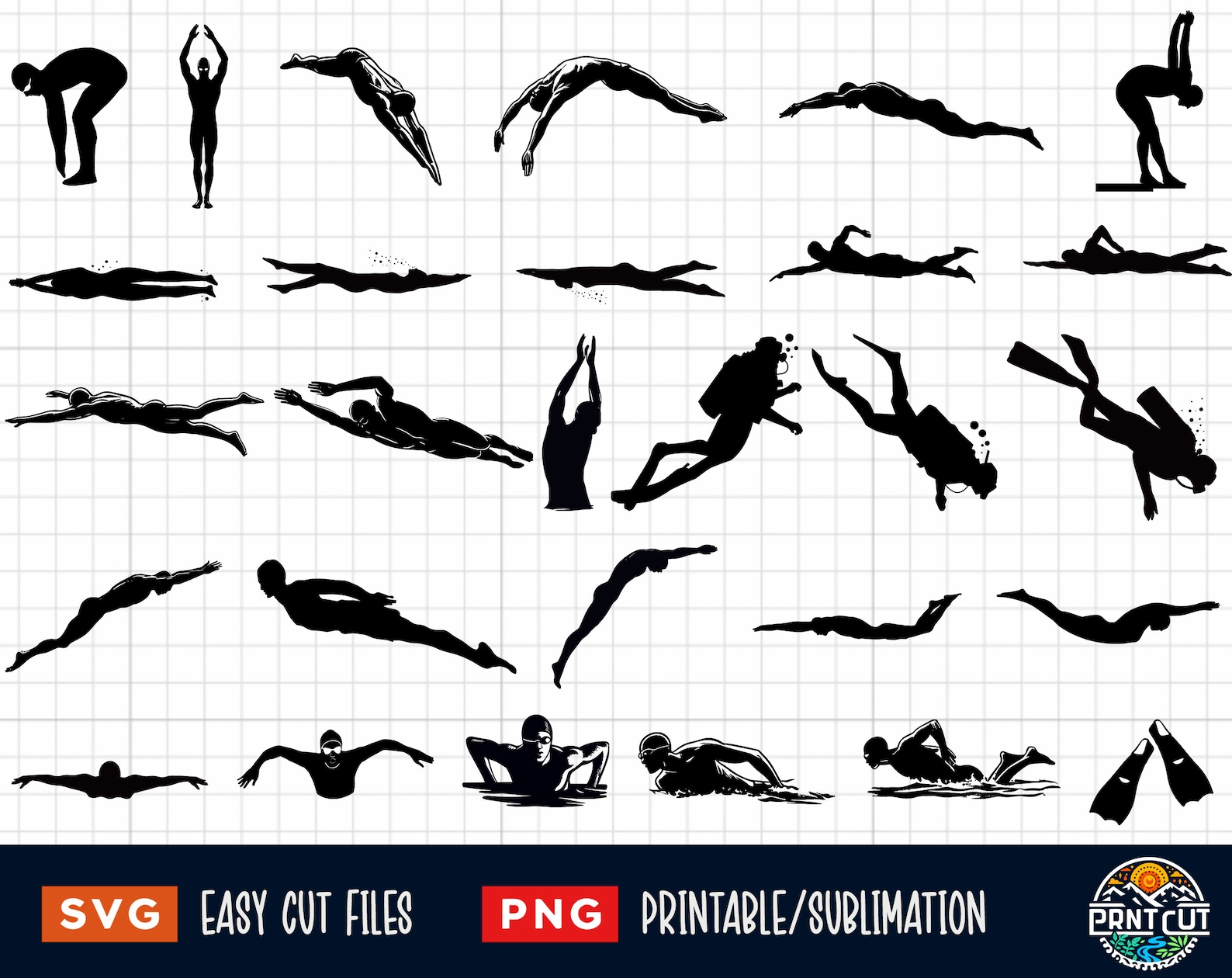 30 Swimmer SVG, Swimming Svg Png, Swimmer Png, Diving Svg Png, Diver ...