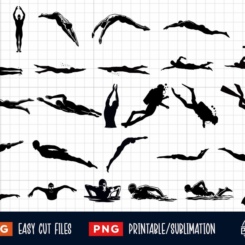 Swimming Clipart - Etsy