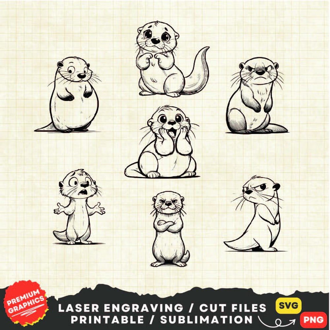 Funny Otter SVG, Quirky Otter Svg, Otter Svg, Cute Otter Clipart Png ...
