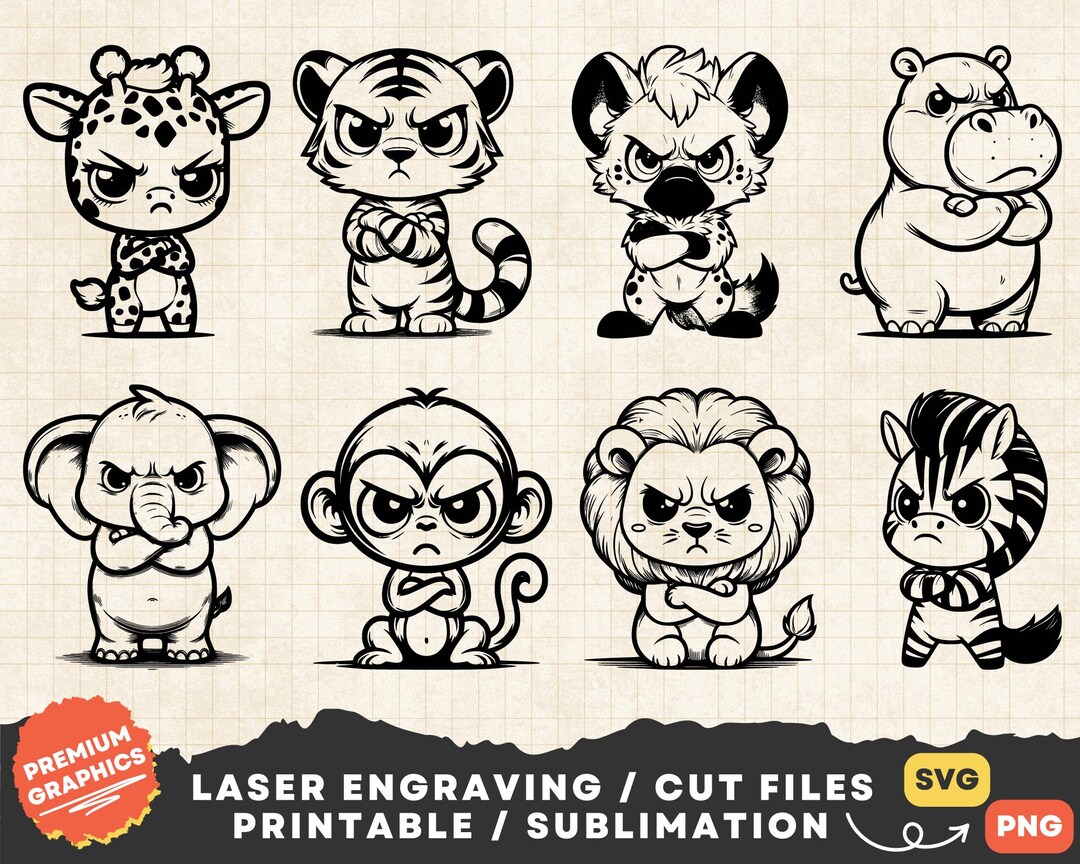 Angry Safari Animals Svg Bundle, Safari Animals Svg, Funny Animals Svg ...