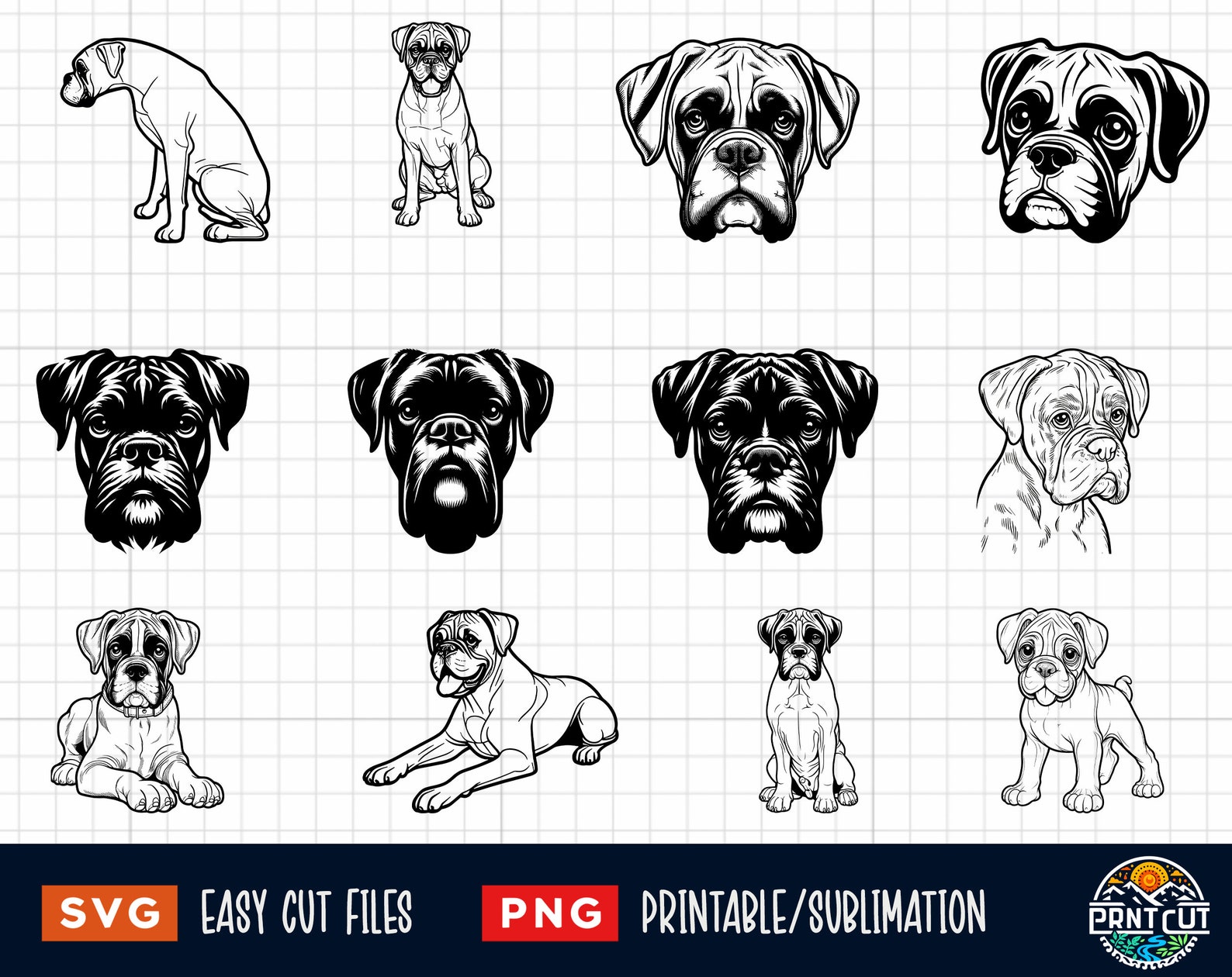 25 Boxer Dog SVG Bundle, Boxer Dog Svg, Boxer Dog Png, Boxer Dog Head ...