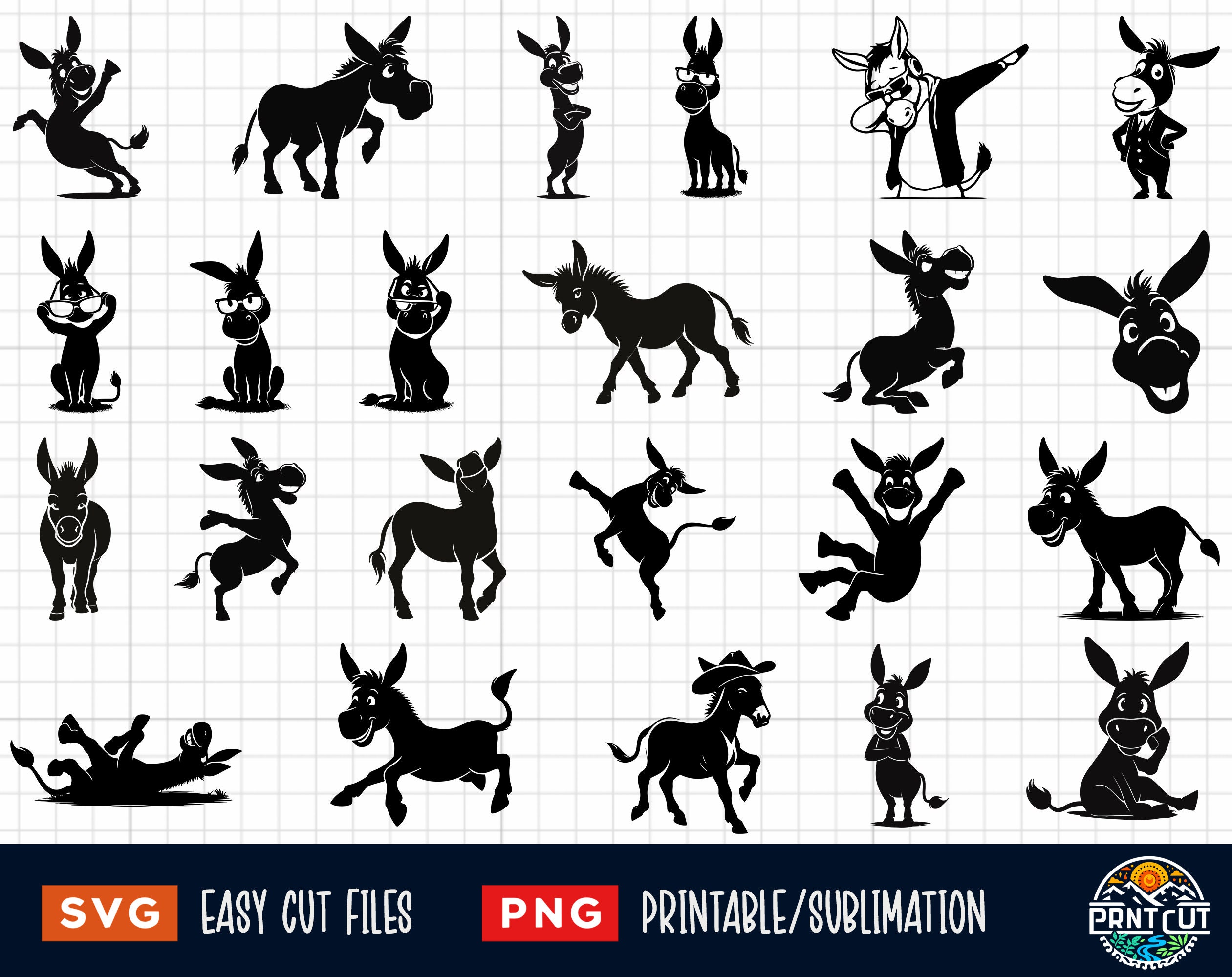 24 Donkey SVG Bundle, Donkey Svg, Donkey Png, Donkeys Svg Png, Donkey Cut File, Donkey ...