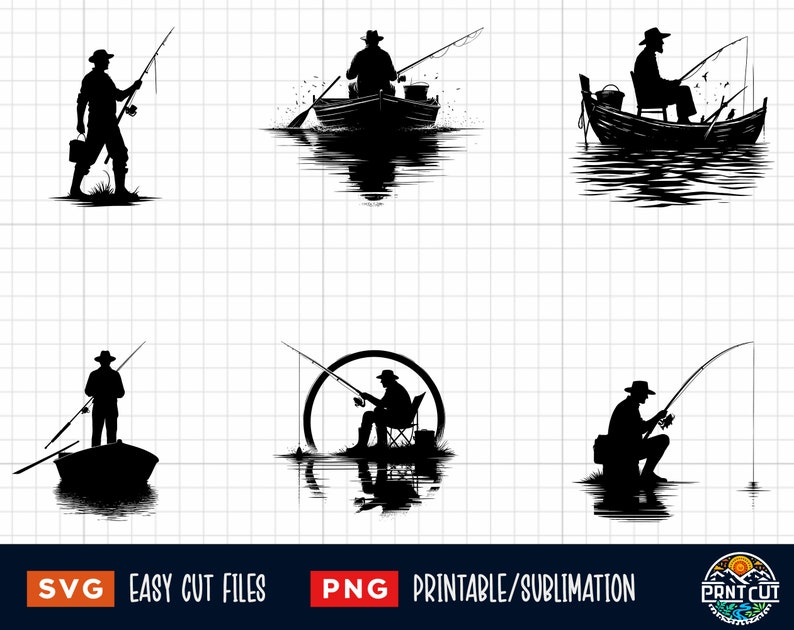 30 Fisherman in Boat SVG, Fishing Svg, Fishing Clipart, Fishing Png ...