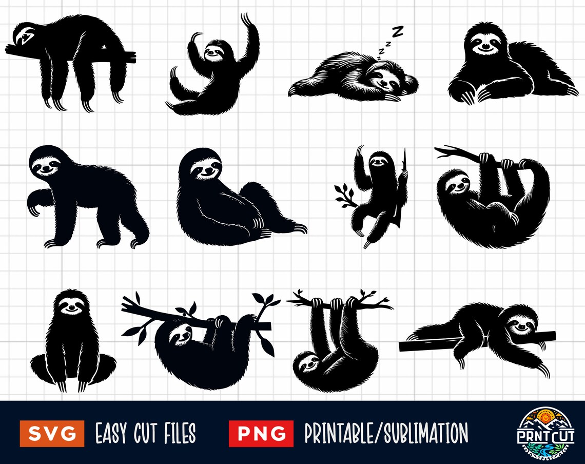 Sloth Bundle, Sloth Svg, Sloth Png, Sloths Svg Png, Sloth Cut File ...