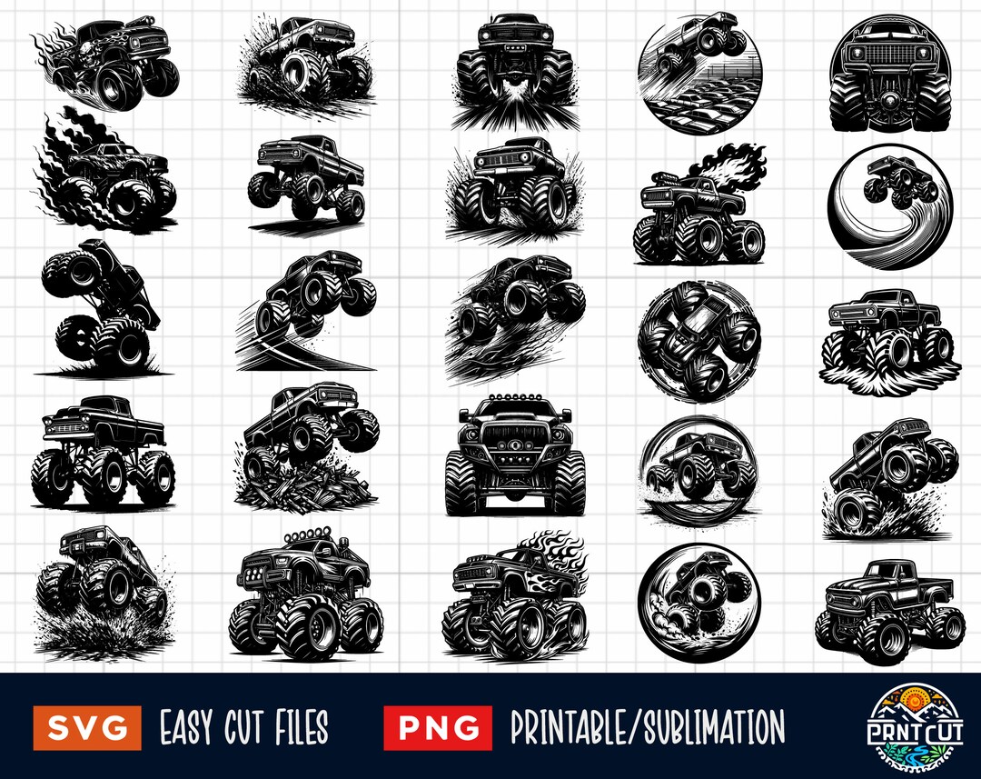 Monster Truck SVG Bundle, Monster Truck Svg Png, Truck Scene Svg ...