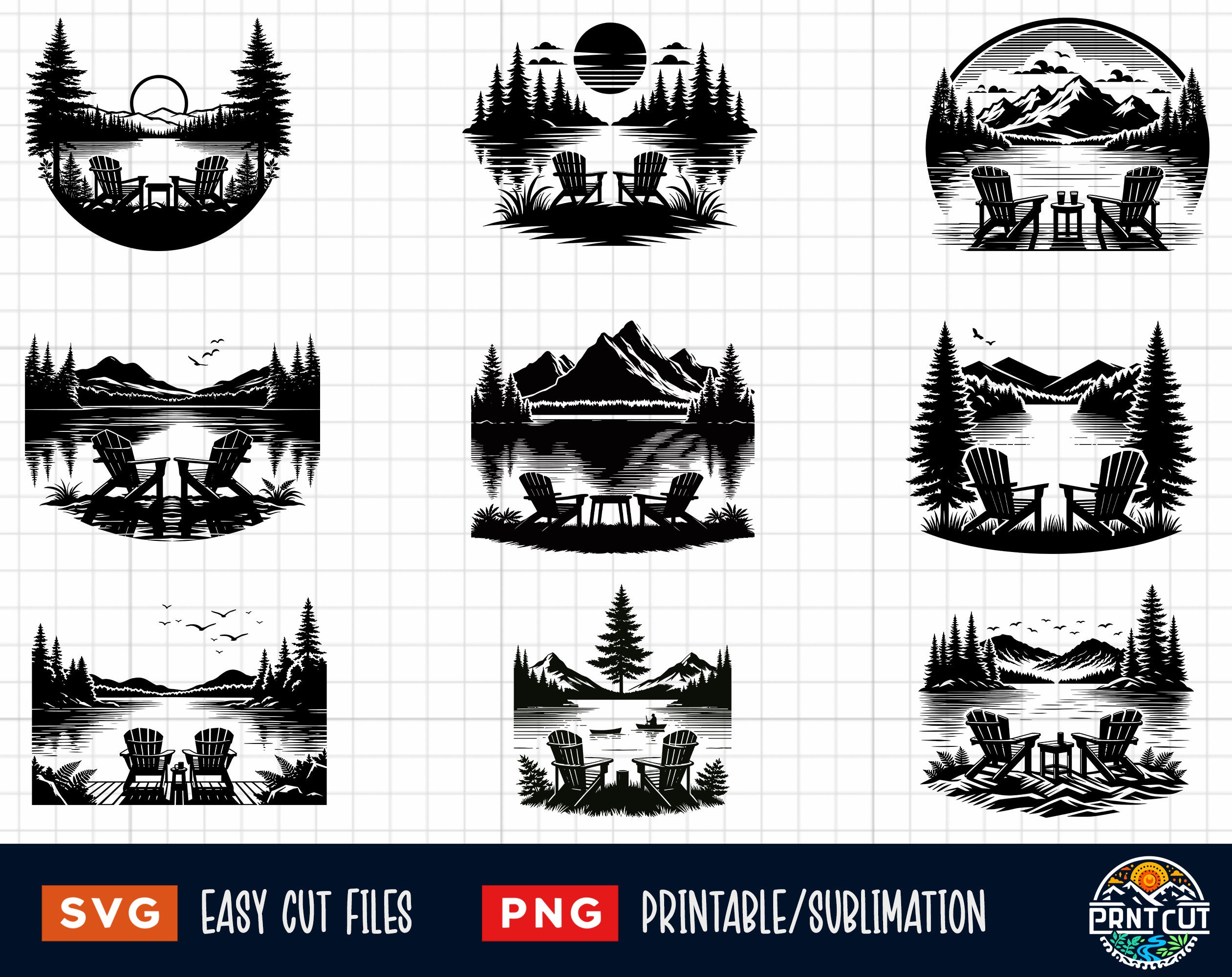 15 Lake View SVG Bundle, Lake ADIRONDACK Chair Svg, Lake View Chair Svg ...