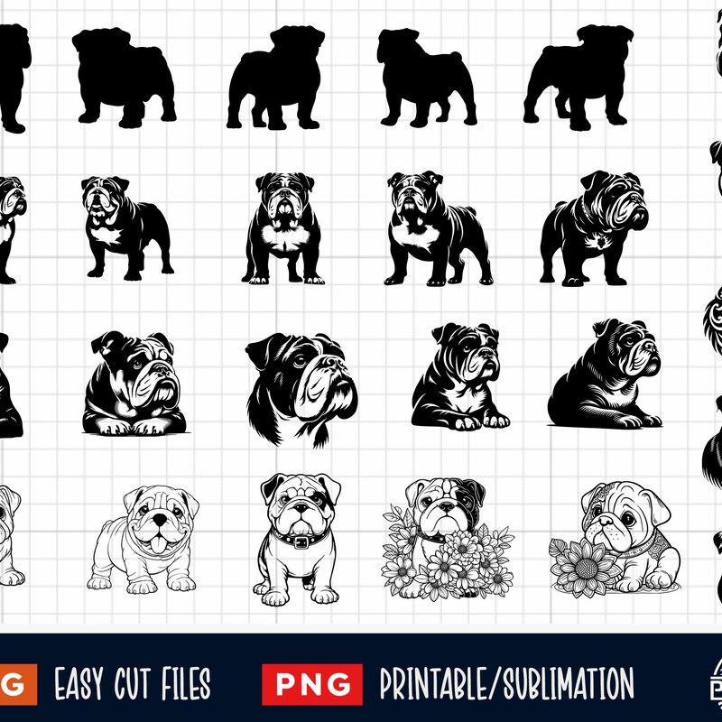 Bulldog Svg - Etsy