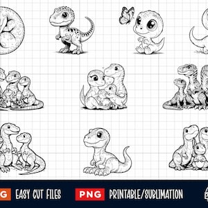 Raptors Svg Png Bundle, Raptor Svg, Baby Raptor Family Svg, Dinosaur ...