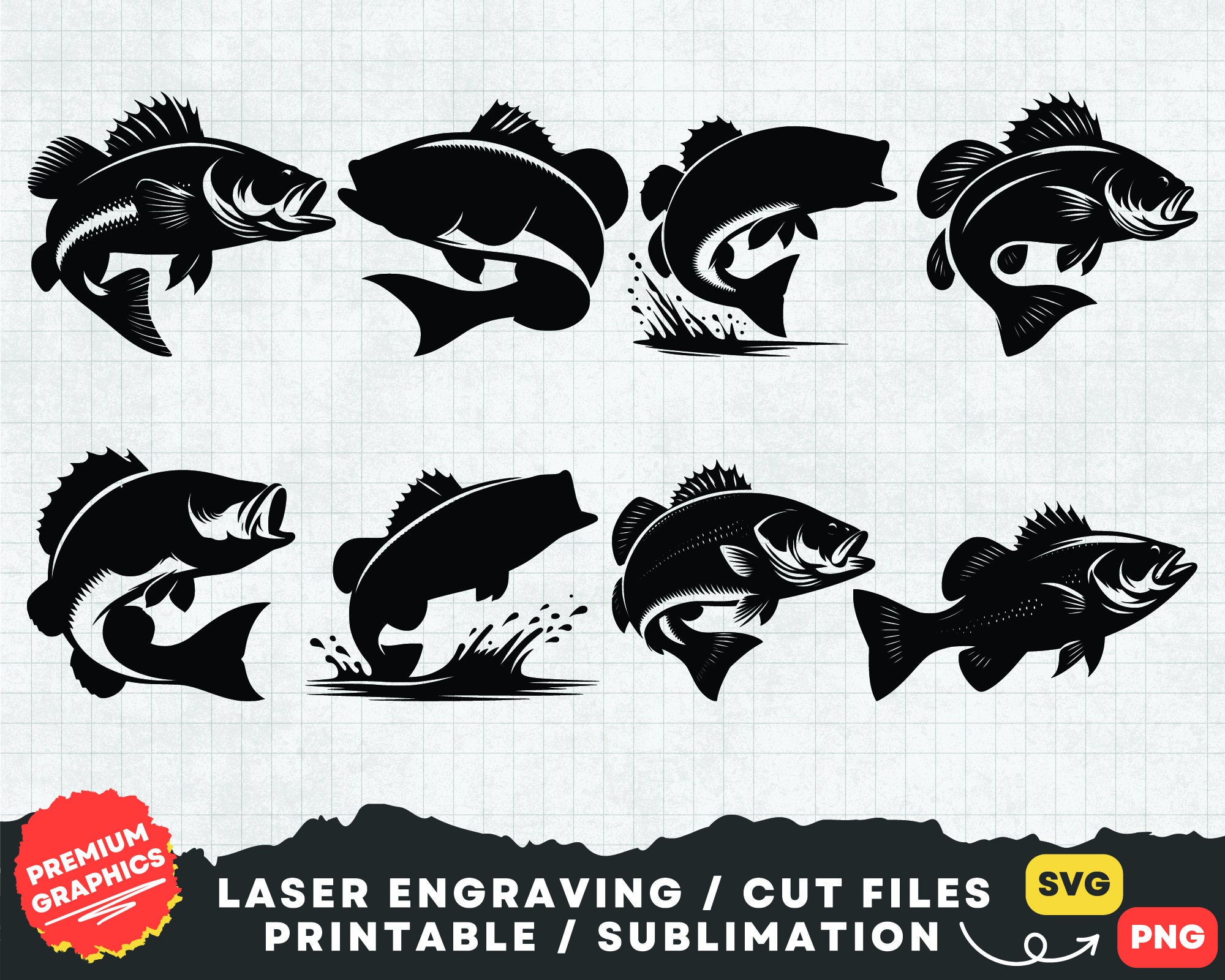 30 Bass Svg Bundle, Bass Fish Svg, Bass Fishing Svg, Clipart Bass Png ...