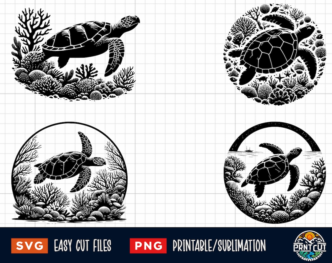 9 Sea Turtles Svg Png Bundle, Sea Turtle Svg, Underwater Svg, Tortoise ...