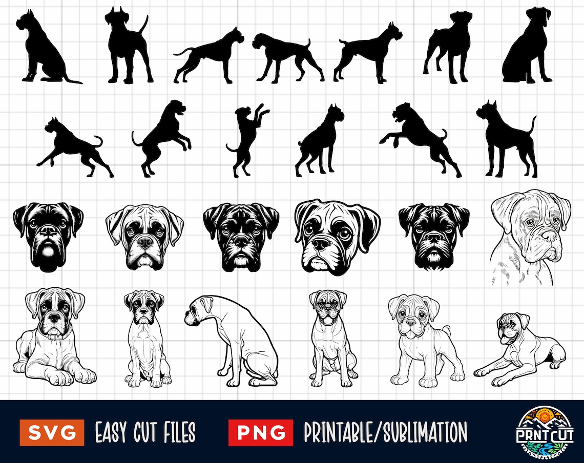 25 Boxer Dog SVG Bundle, Boxer Dog Svg, Boxer Dog Png, Boxer Dog Head ...