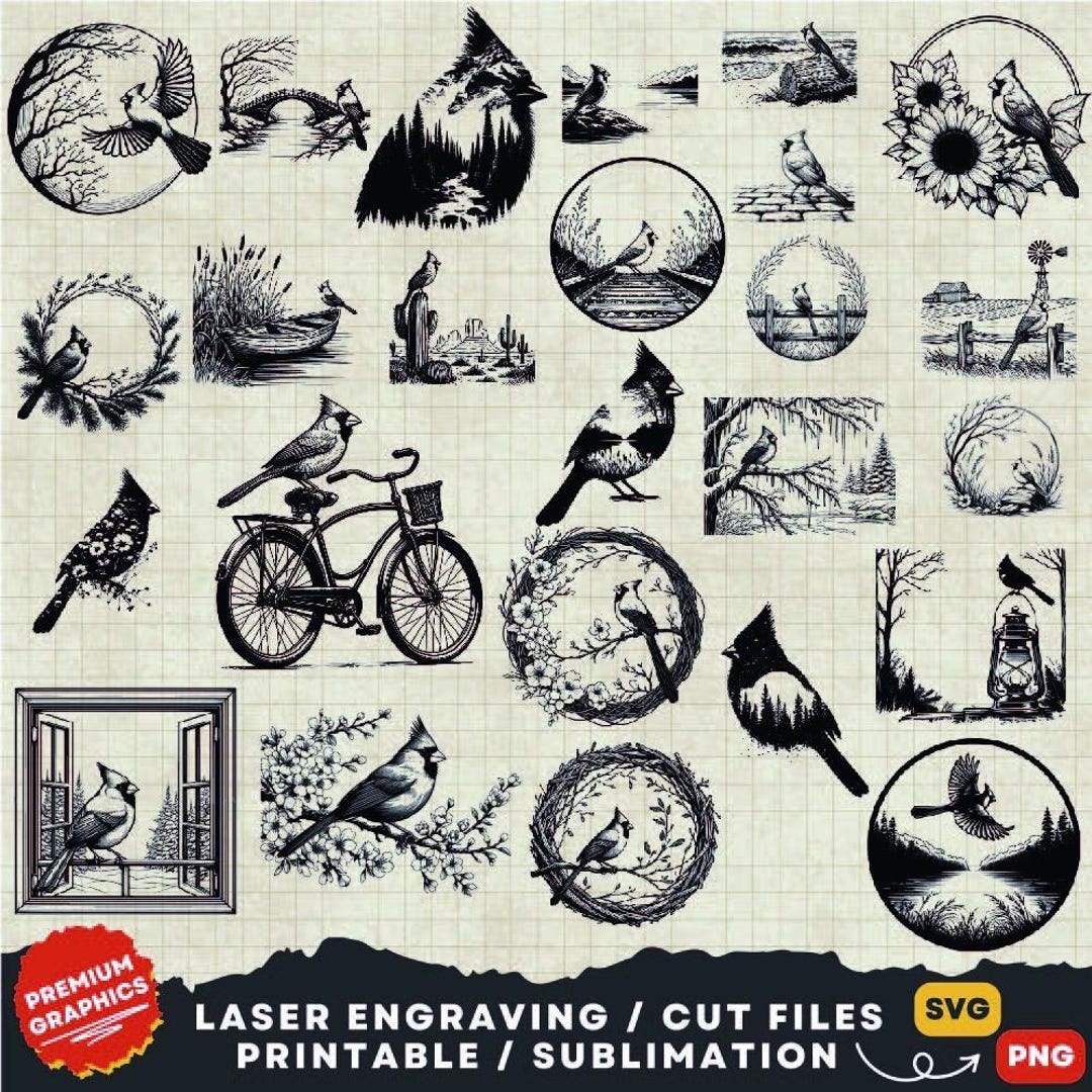 Cardinal Scene SVG, Cardinal Bird Svg, Cardinal Clipart Png, Cardinal ...